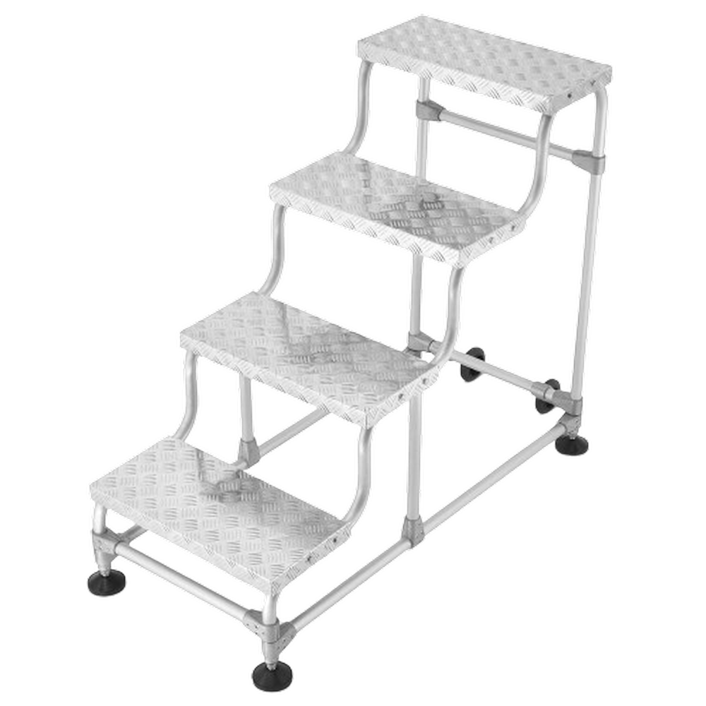 Aluminiowe schody jezdne magazynowe 4 stopniowe (wysokość robocza: 275cm, udźwig: 150kg ...